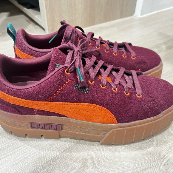 Puma | Shoes | Puma Maroon And Orange Casual Sneakers | Poshmark
